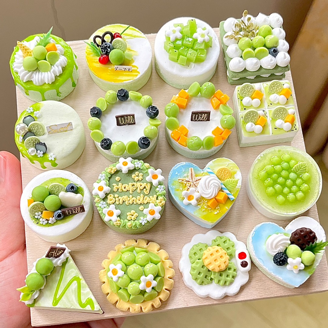 3 Piece Handmade miniature clay cake for collection display doll house ...