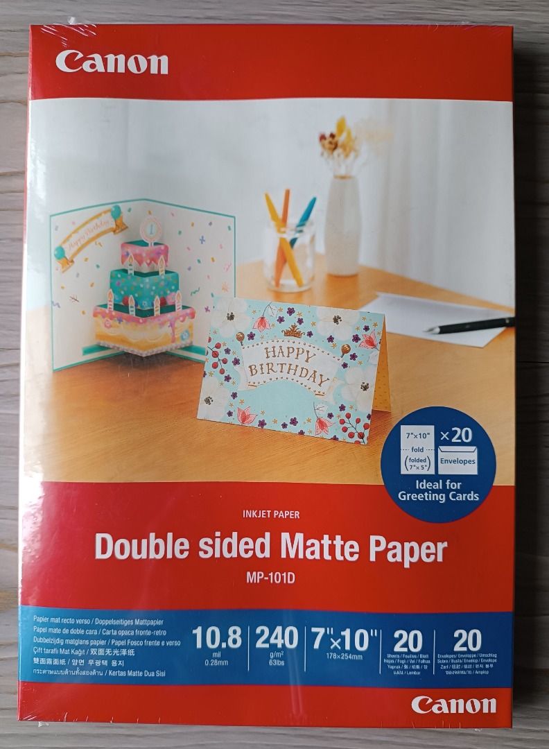 CANON雙面霧面美工專用紙MP-101D (20張+20信封) Injet Double-sided Matte Paper MP-101D ...