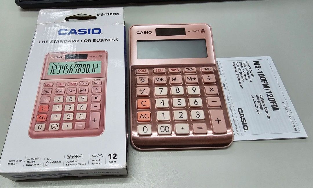 Casio Calculator Mini Desktop Type manual standard MS-120FM rose gold ...
