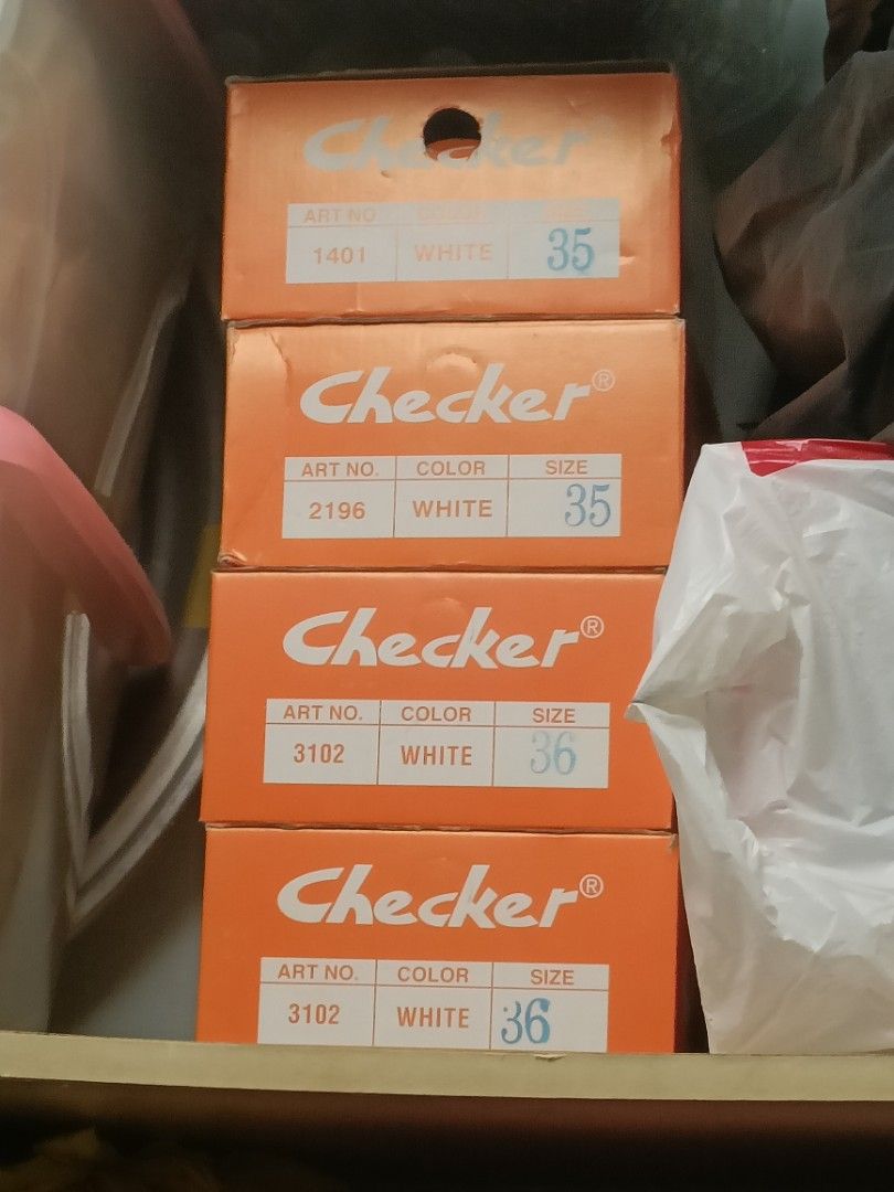 Checkers white shoe, Everything Else on Carousell