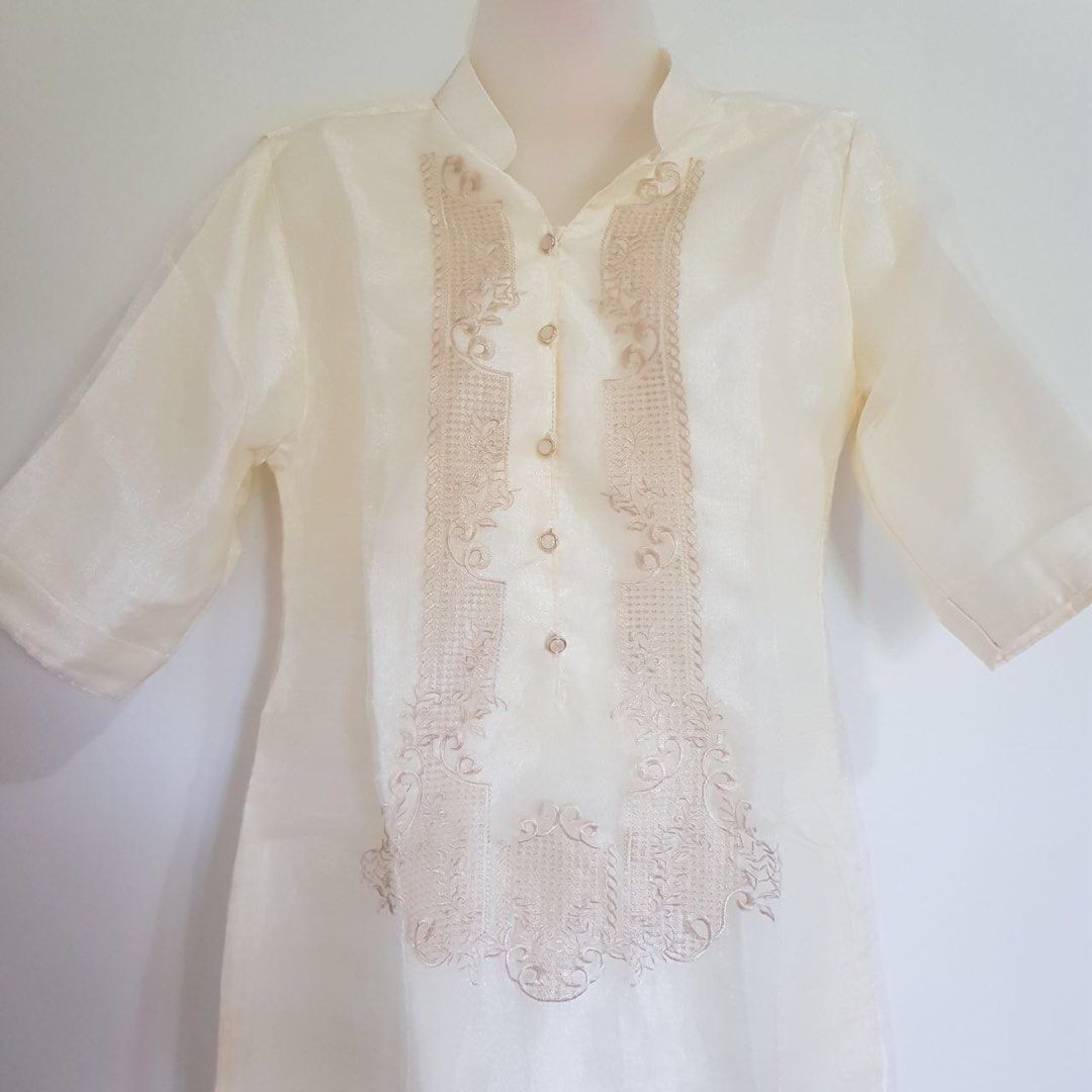 Filipiniana Cream Classic Modern Marian Dress 3/4 Sleeve Ladies Barong ...