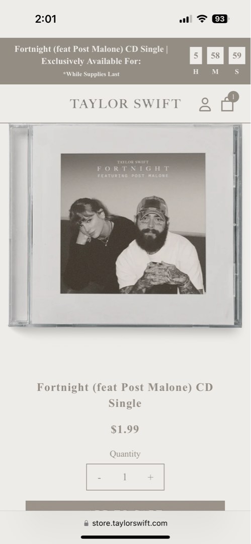LIMITED EDITION Fortnight CD Single - Taylor Swift featuring Post ...