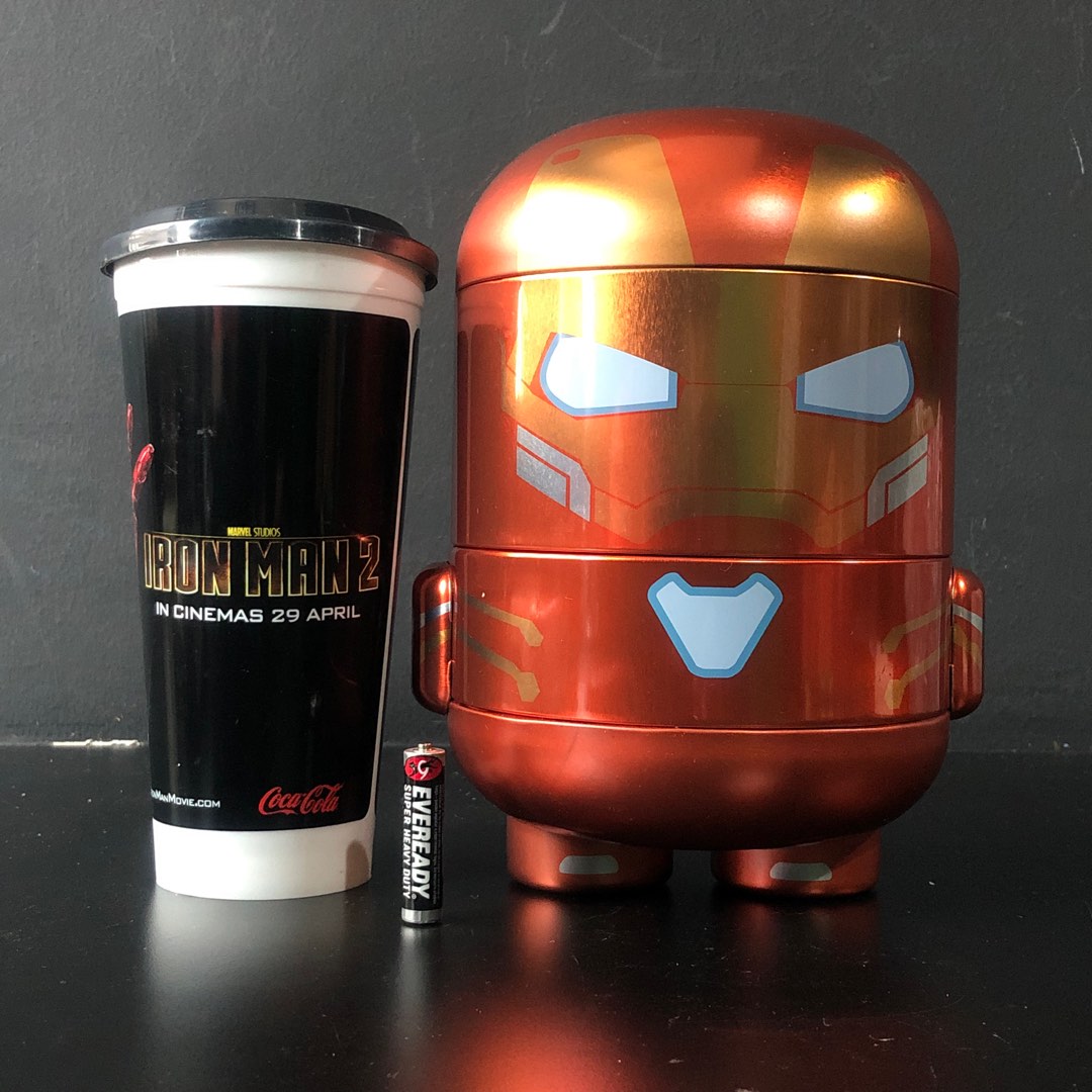 GSC Marvel Iron Man Metal Popcorn Bucket Container & TGV Bottle Tumbler ...