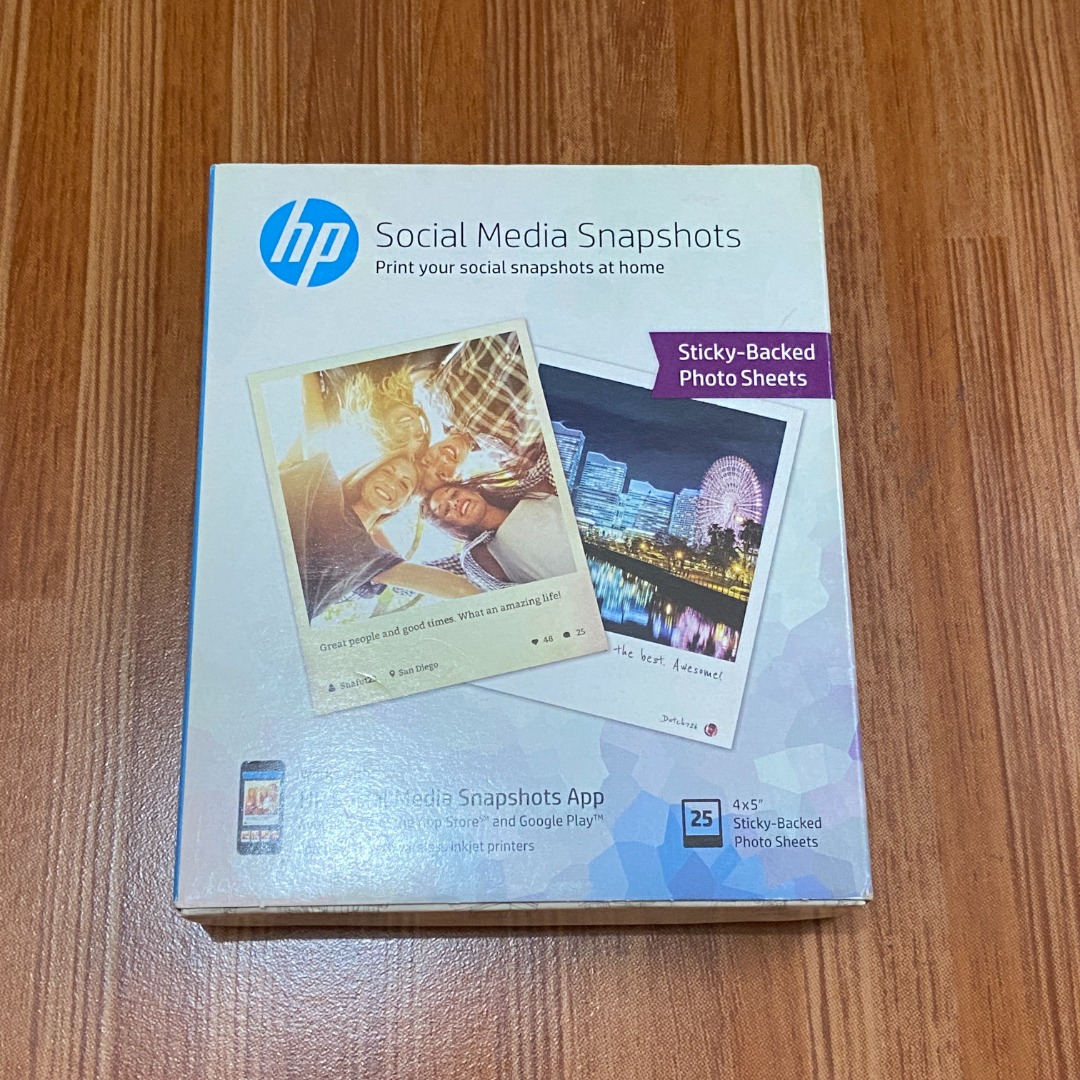 HP Photo Paper Sticky Back Social Media Snapshots, Hobbies & Toys ...