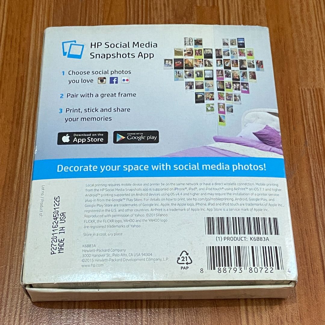 HP Photo Paper Sticky Back Social Media Snapshots, Hobbies & Toys ...