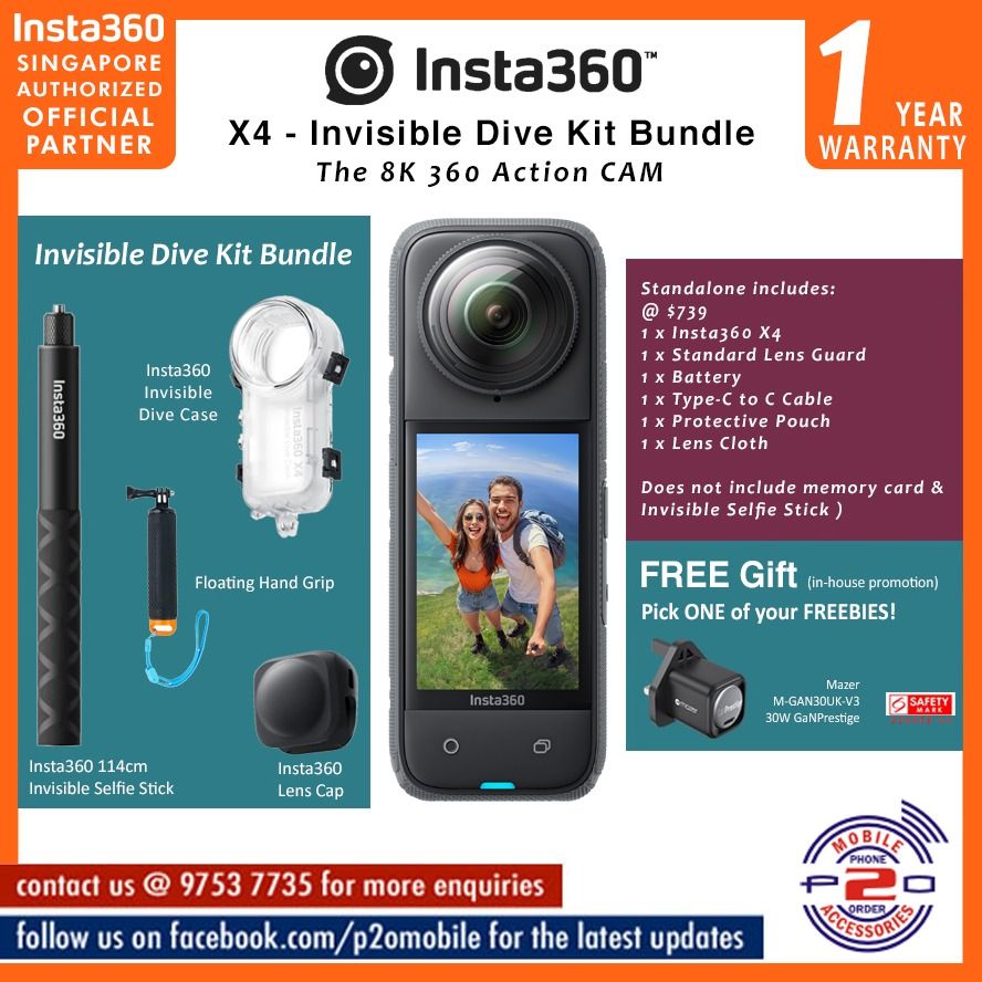 [Invisible Dive Kit Bundle] Insta360 X4 360 Action Camera - Invisible ...