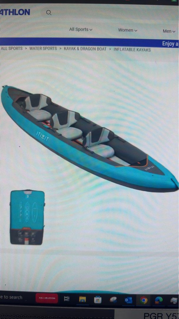 Itiwit inflatable 3 person touring kayak high pressure bottom x100+ for ...