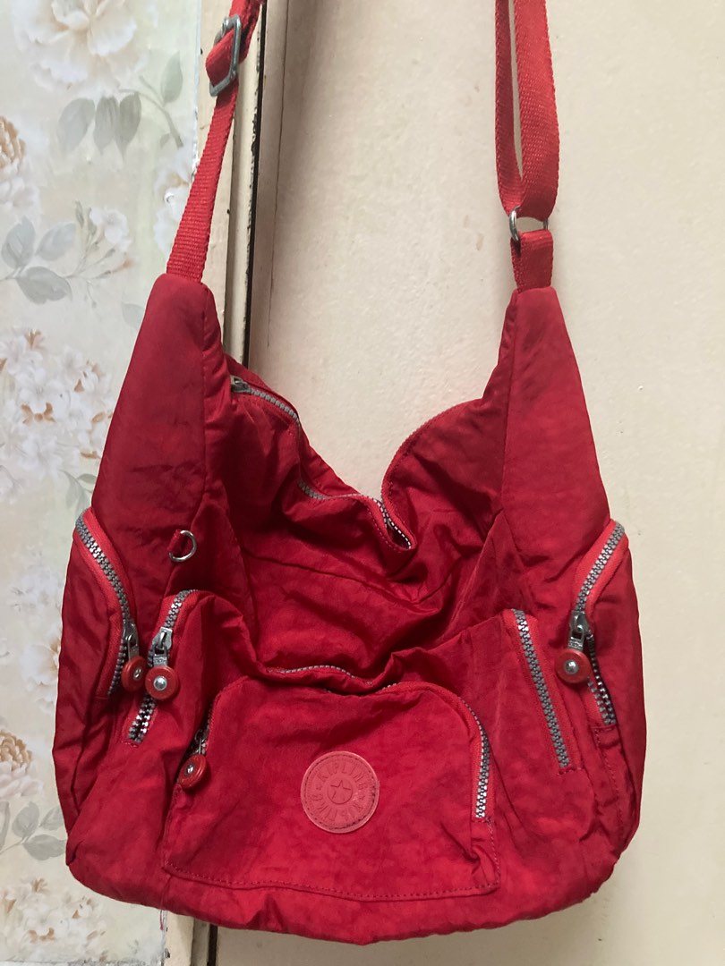 Kipling red sling messenger bag crossbody bag/ school shoulder bag ...