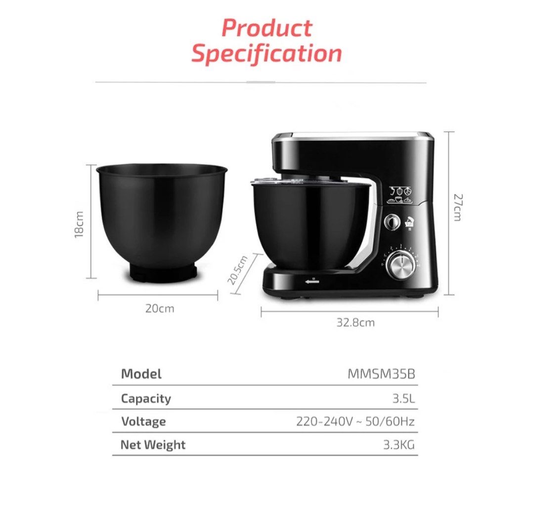 mayer 3.5l stand mixer in black, TV & Home Appliances, Kitchen ...