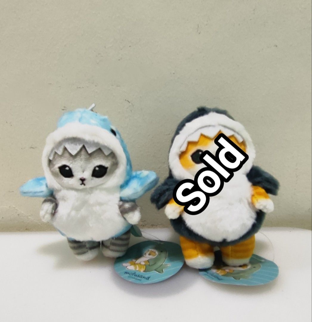 Mofusand cat Shark keychain plushies Dark blue shark/ Light blue shark ...