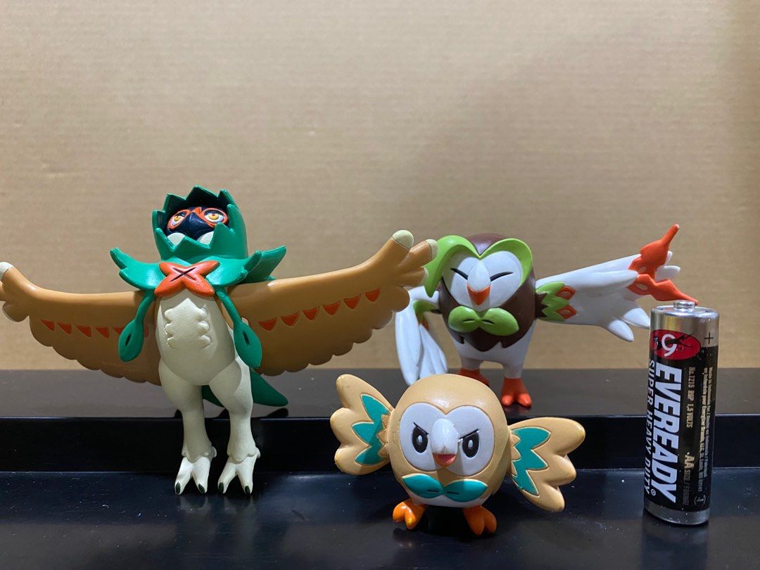 Pokemon Tomy Rowlett evolution line figure, Hobbies & Toys, Toys ...