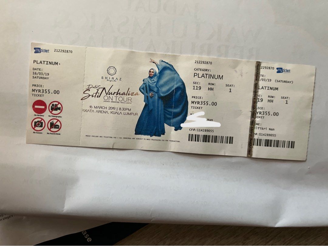 Tiket Fizikal KONSERT DATO SITI NURHALIZA, Hobbies & Toys, Collectibles ...