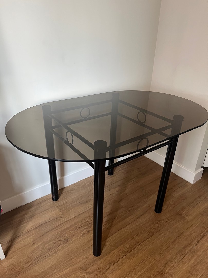 Tinted Glass Dining Table, Furniture & Home Living, Furniture, Tables ...