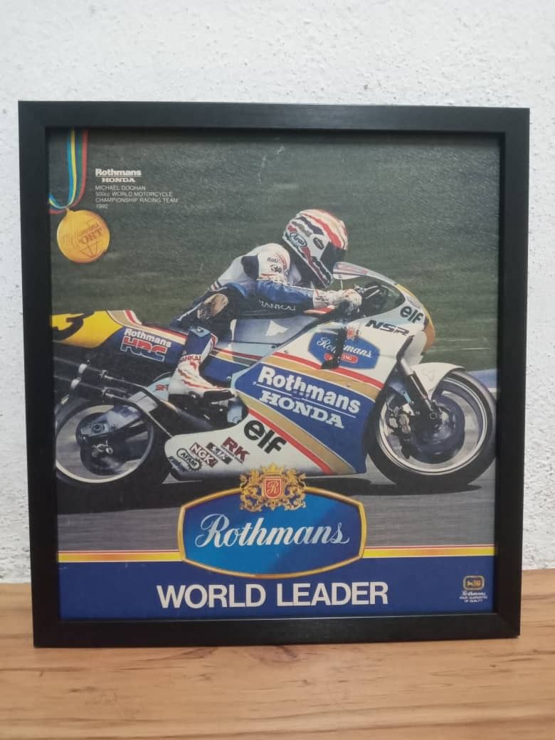 Vintage Original Rothmans Mike Doohan 1992 poster + wooden frame ...