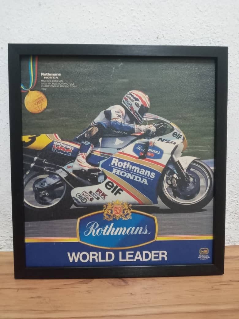 Vintage Original Rothmans Motogp poster + wooden frame, Hobbies & Toys ...