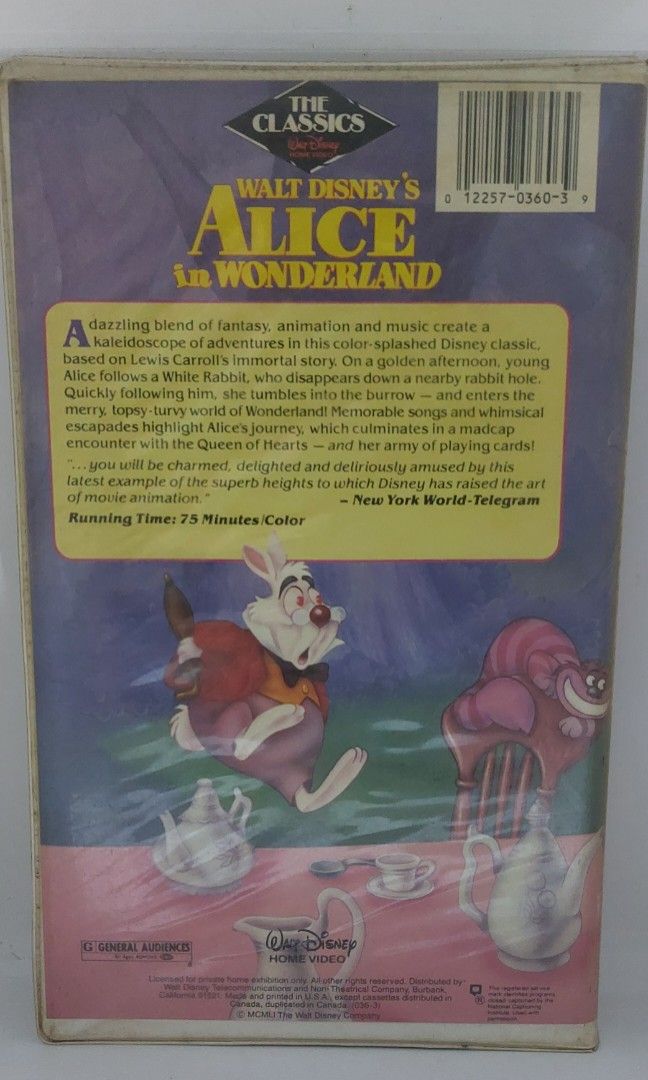 Walt Disney's Alice In Wonderland Collectible VHS Tape Movie Collection ...