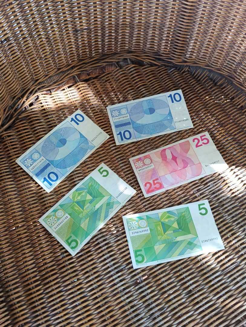 5 lembar uang Gulden Belanda Original, Antik, Uang Lama di Carousell