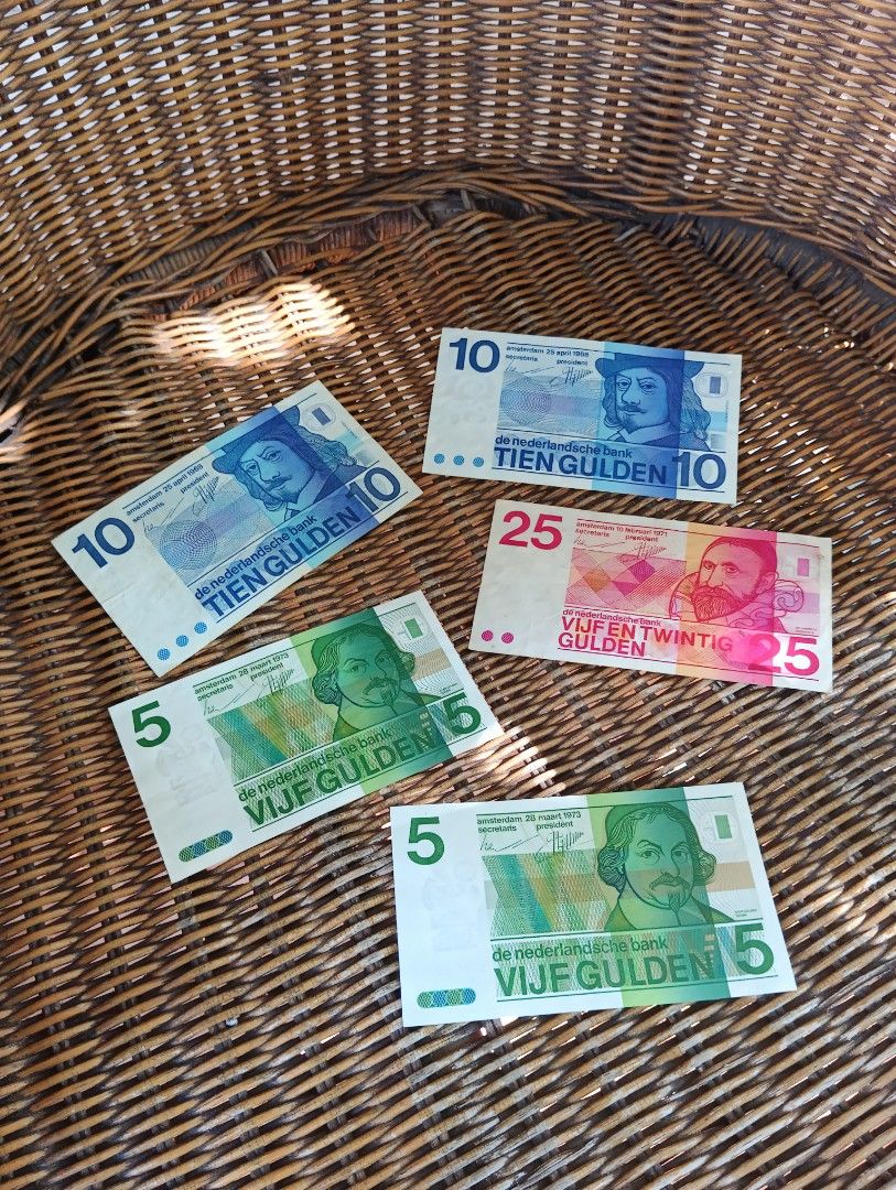5 lembar uang Gulden Belanda Original, Antik, Uang Lama di Carousell
