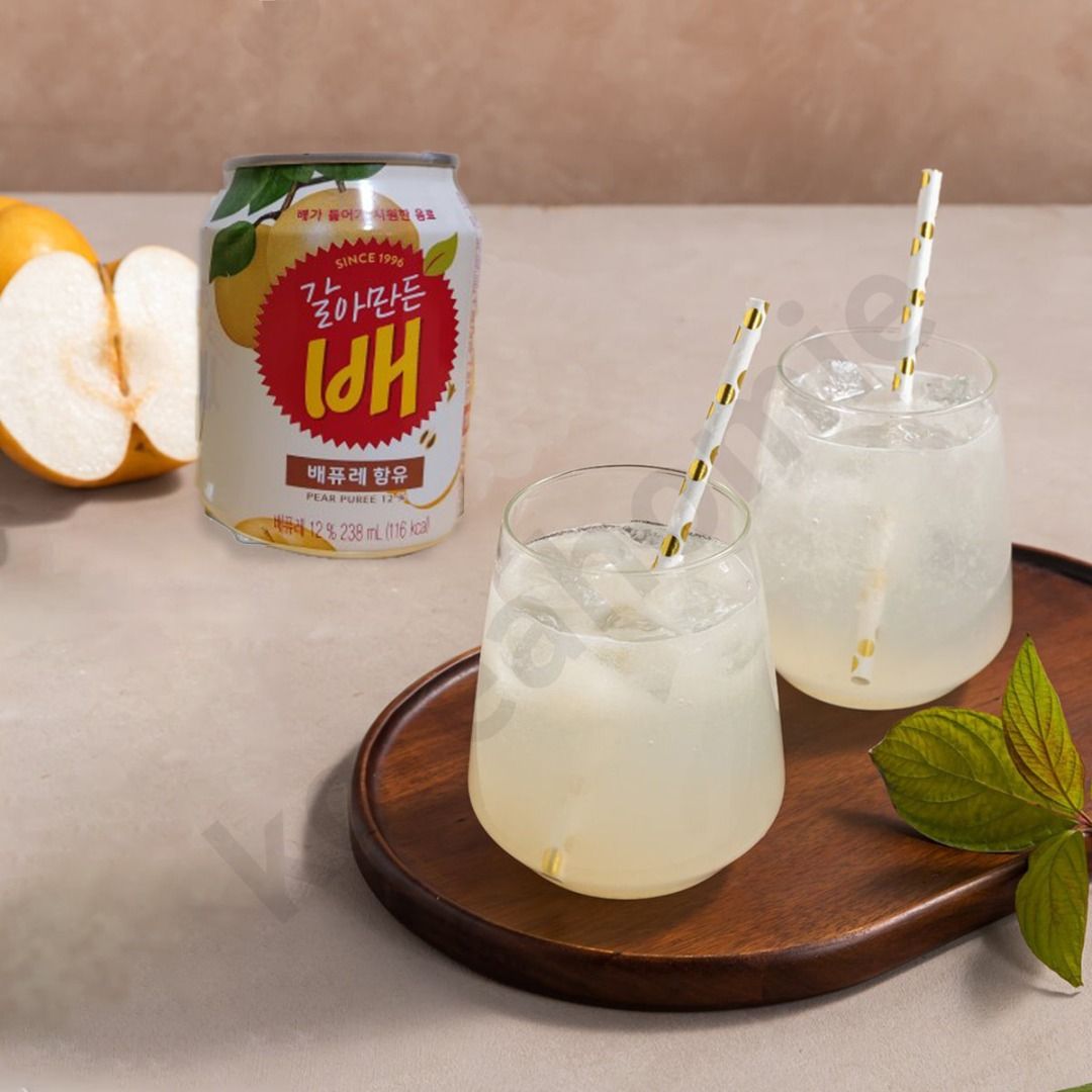 KOREAHOMIE 海太 - 韓國梨汁(粒粒梨肉) | 韓式罐裝飲品 (238ml x 12罐 )平行進口 (新包裝), 嘢食 & 嘢飲, 飲料 - Carousell