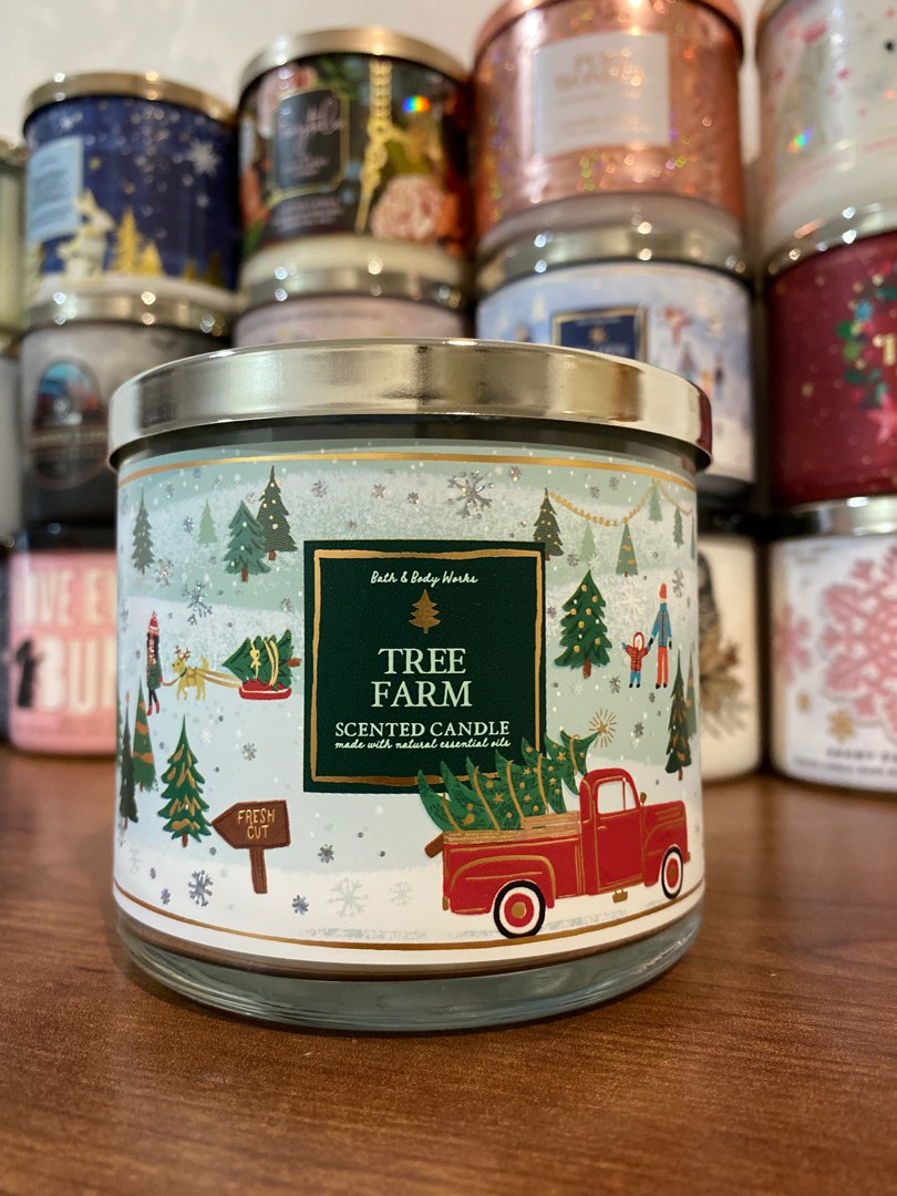 Bbw 3 wick candle Tree Farm, Furniture & Home Living, Home Fragrance on ...