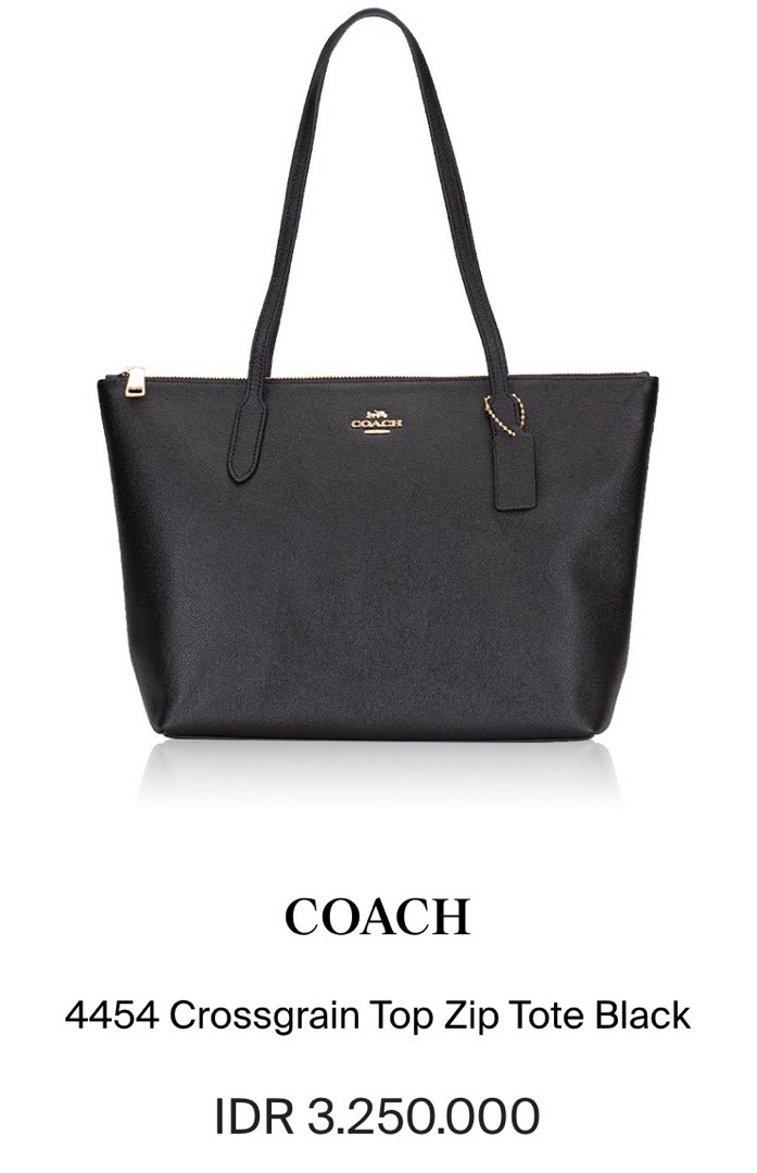 Coach Zip Tote Black, Fesyen Wanita, Tas & Dompet di Carousell