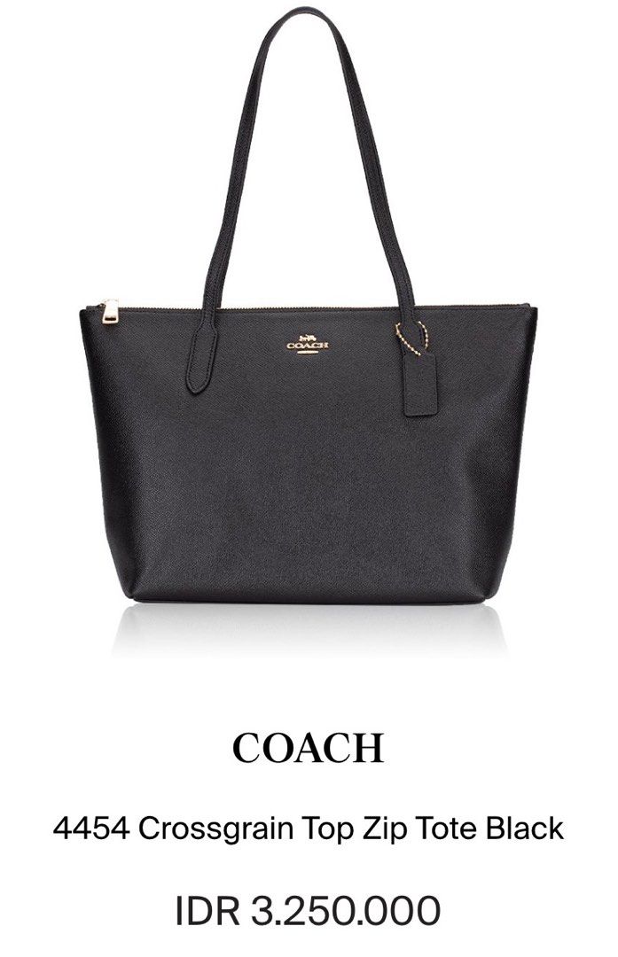 Coach Zip Tote Black, Fesyen Wanita, Tas & Dompet di Carousell