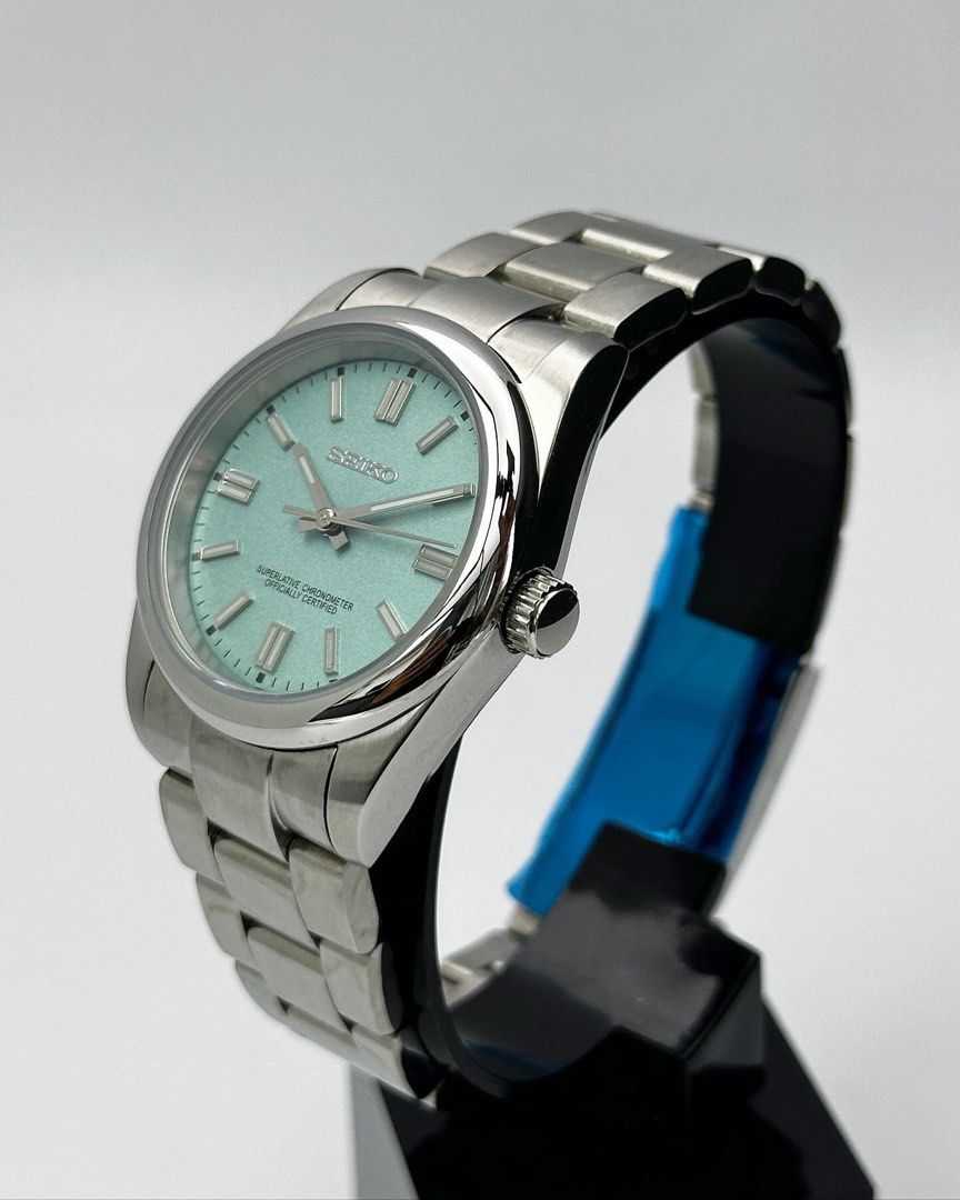 Custom Seiko Mod 36mm Turquoise Green Blue Oyster Perpetual Automatic ...