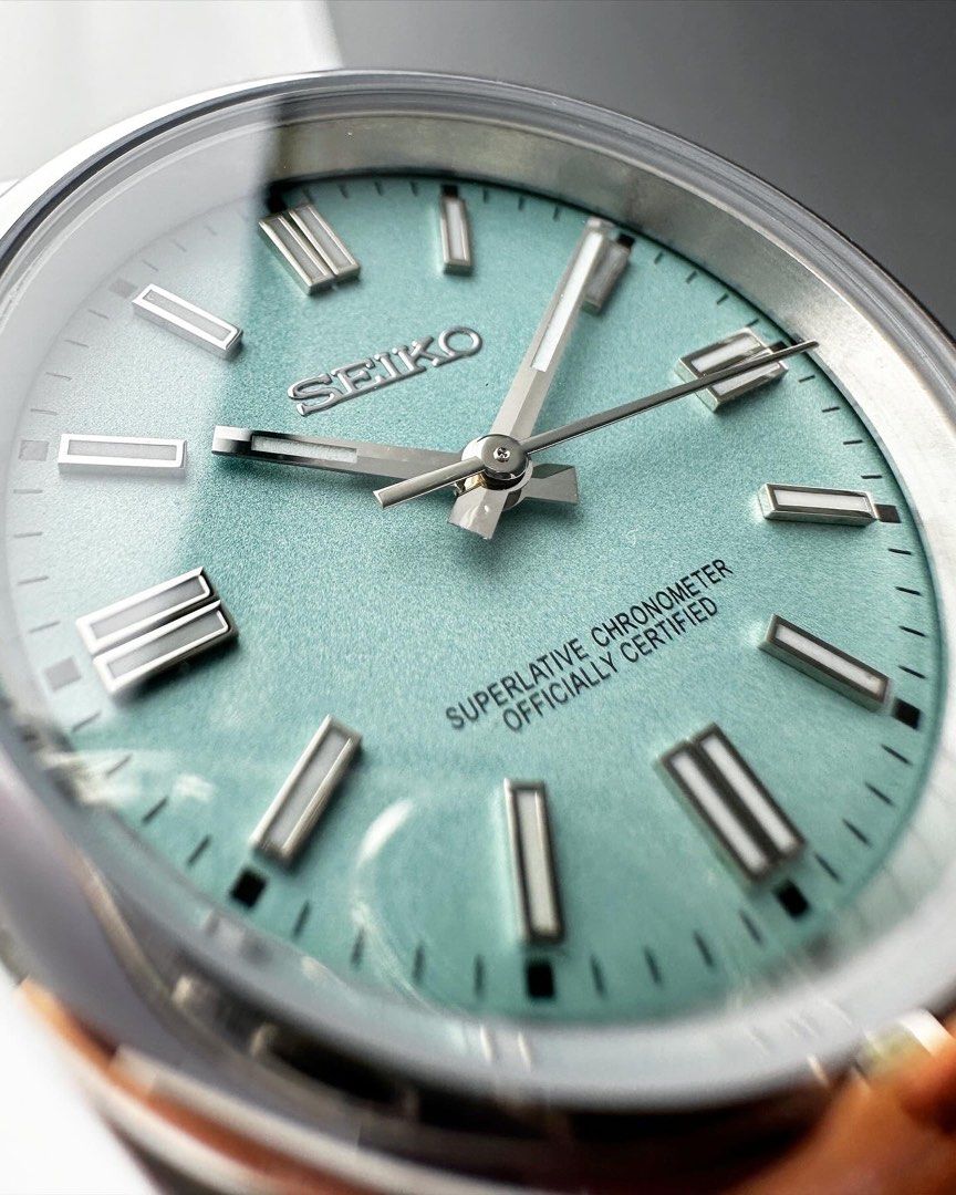 Custom Seiko Mod 36mm Turquoise Green Blue Oyster Perpetual Automatic ...