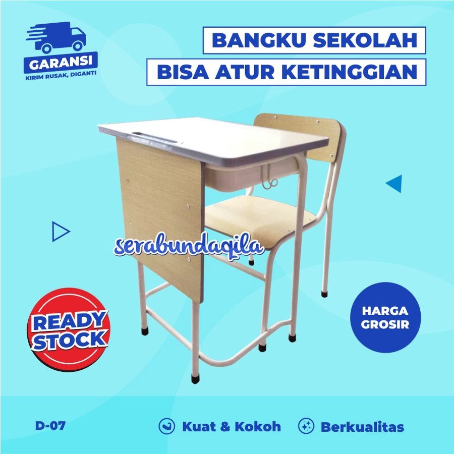 D07 meja kursi bangku sekolah rangka besi harga murah cocok untuk SD / SMP / SMA, Properti ...