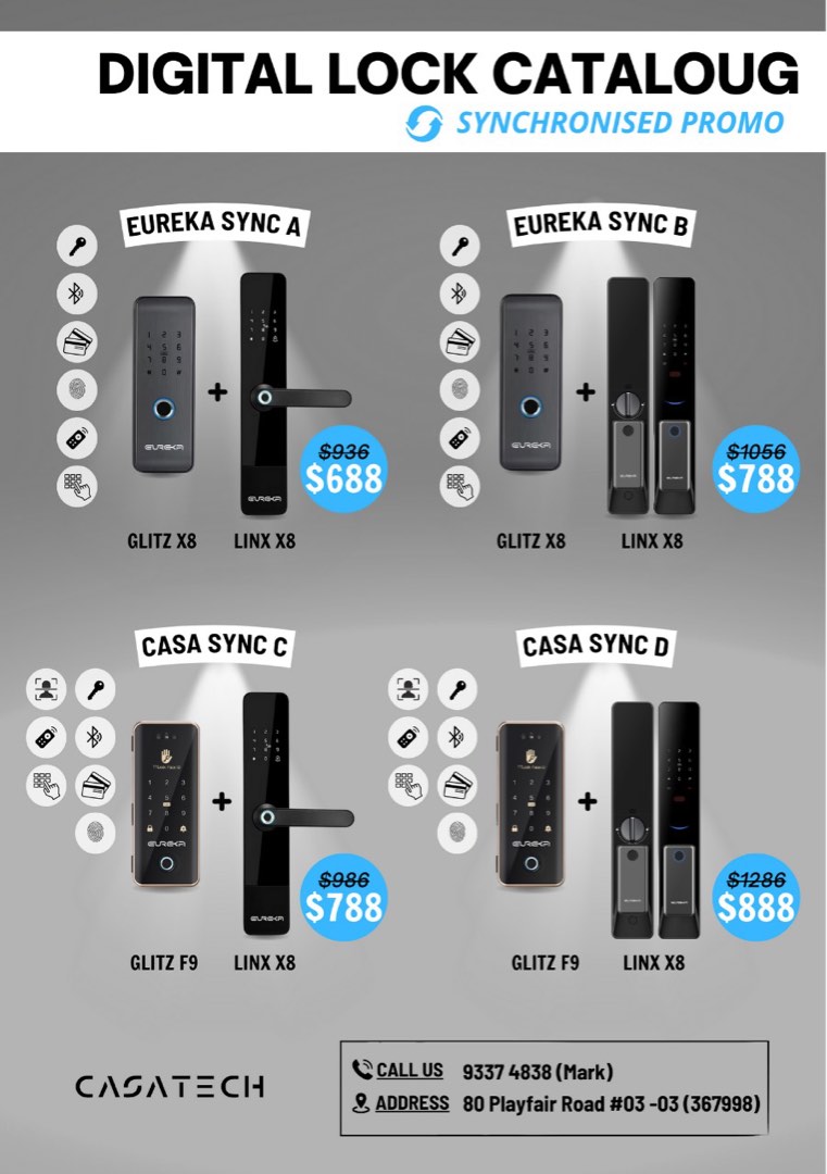 Eureka digital lock synchronized door and gate electronic lock fingerprint card passcode rfid ...