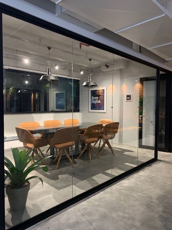 FULL GLASS PARTITION w/ FRAME *** office furniture ** office partition ...