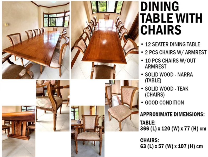 Imported Narra Wood Table with Teak Chairs 12-Seater (Price Negotiable ...