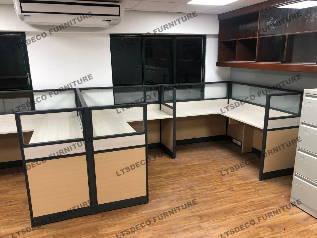 L-SHAPE WORKSTATION TABLE / OFFICE FURNITURE / OFFICE PARTITION ...