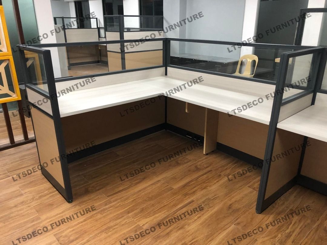 L-SHAPE WORKSTATION TABLE / OFFICE FURNITURE / OFFICE PARTITION ...
