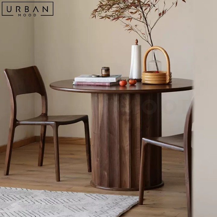 RASIM Japandi Round Solid Wood Dining Table, Furniture & Home Living ...