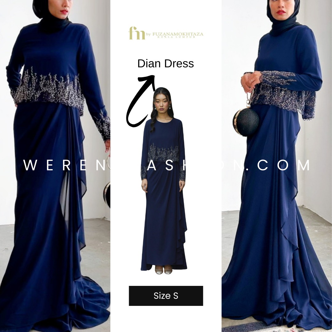 RENT Sewa Fuzana Mokhtaza Dian Navy Blue Dress Raya 2024 Collection ...