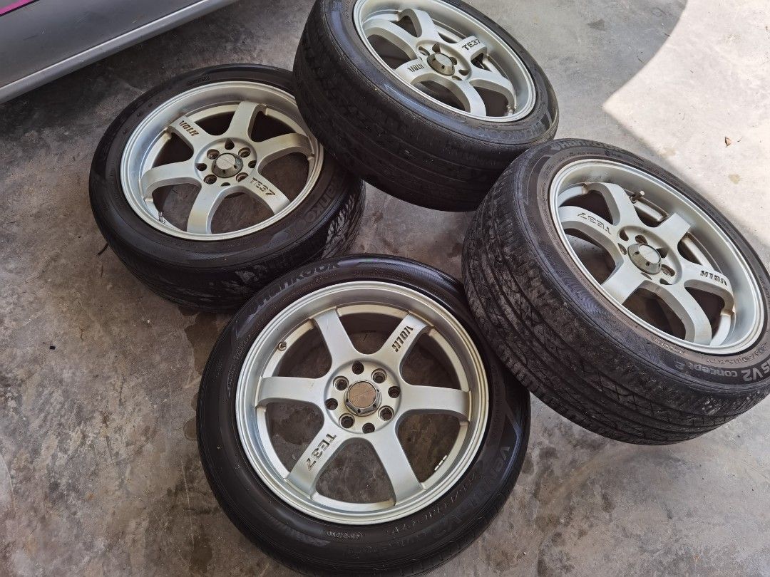 Rim saiz 16 volk te37 silver, Auto Accessories on Carousell