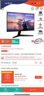 Samsung S27C310EAE 27" inch 75Hz FHD IPS Essential Monitor, Computers ...