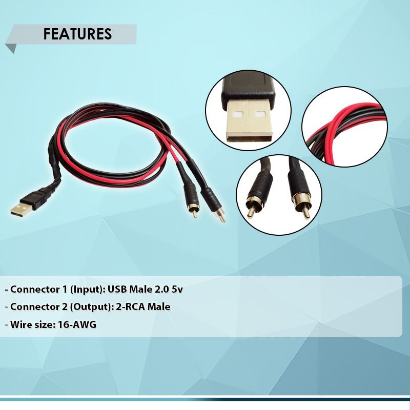 USB 2.0 MALE to DUAL RCA MALE Y SPLITTER AUDIO 16-AWG WIRE CABLE, BEST ...