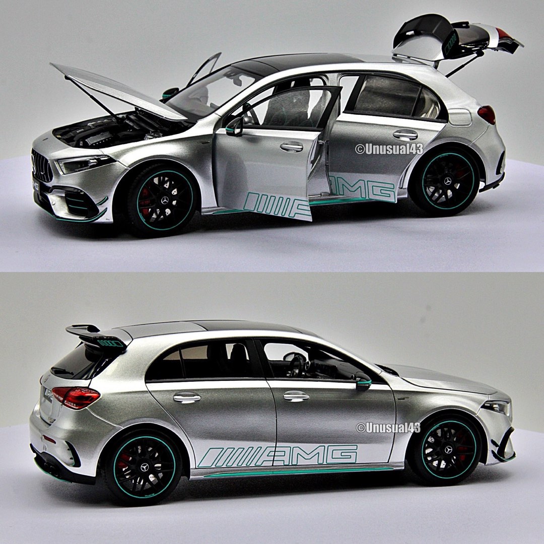 1/18 NZG Mercedes Benz A45S AMG Silver Fully Openable Version, Hobbies ...