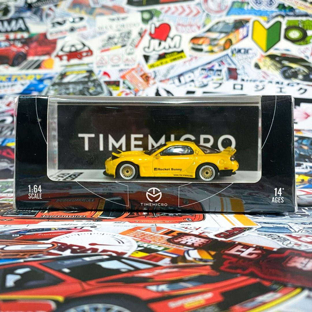 (全新未拆)1/64 Time Micro Mazda RX-7 RX7 Rocket Bunny (Yellow) Car Model ...