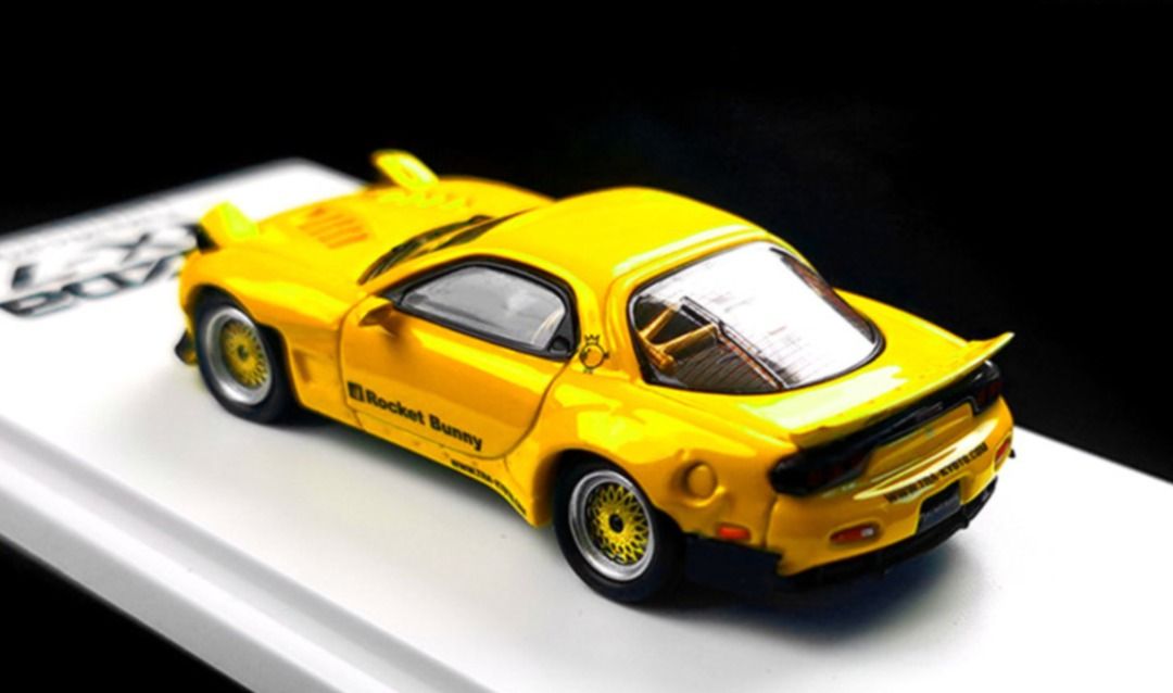 (全新未拆)1/64 Time Micro Mazda RX-7 RX7 Rocket Bunny (Yellow) Car Model ...