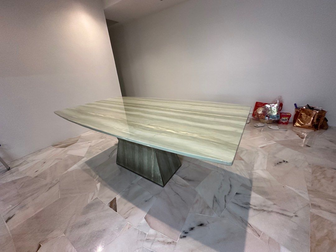 8 pax Dinner table Faux Marble Dining Table, Furniture & Home Living ...