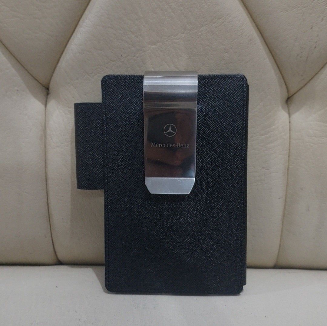 Authentic Mercedes Benz Card hold clip style genuine saffiano leather ...