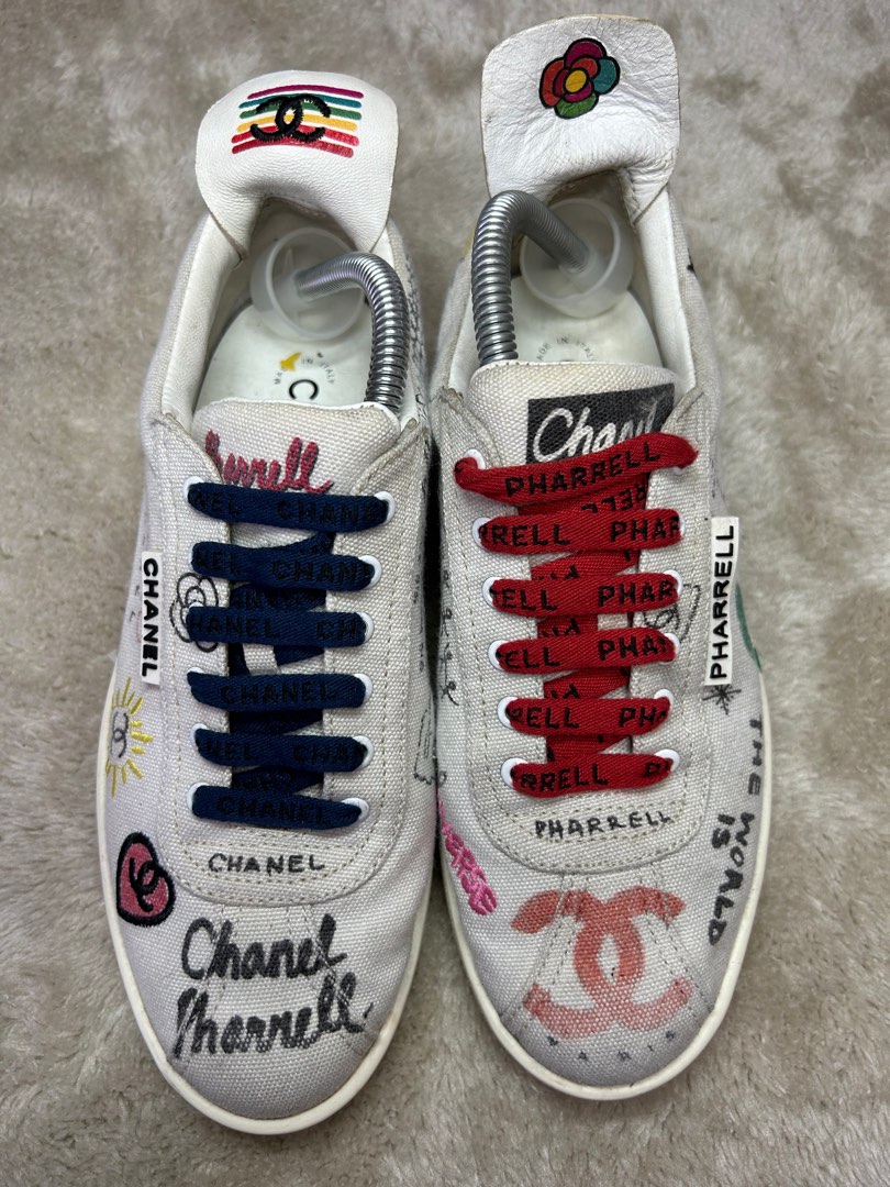 CHANEL x Pharrell Williams Canvas Womens Sneakers White, Luxury ...