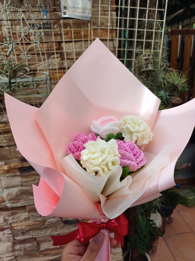 Flower Crochet Bunga Kait Bouquet Sejambak Anniversary/Birthday ...