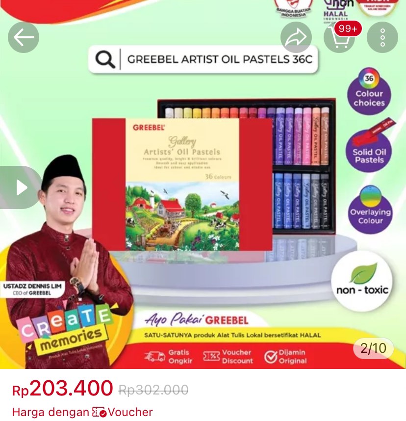 GREEBEL Crayon Krayon ARTIST OIL PASTEL 36 Warna tdk berdebu cerah utk ...