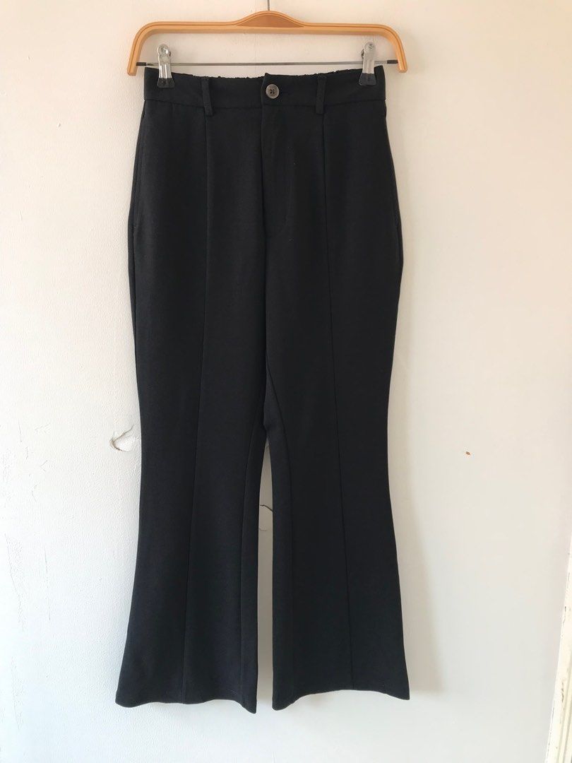 Gu by Uniqlo Highwaist Cutbray Flare Pants In Super Black, Fesyen ...
