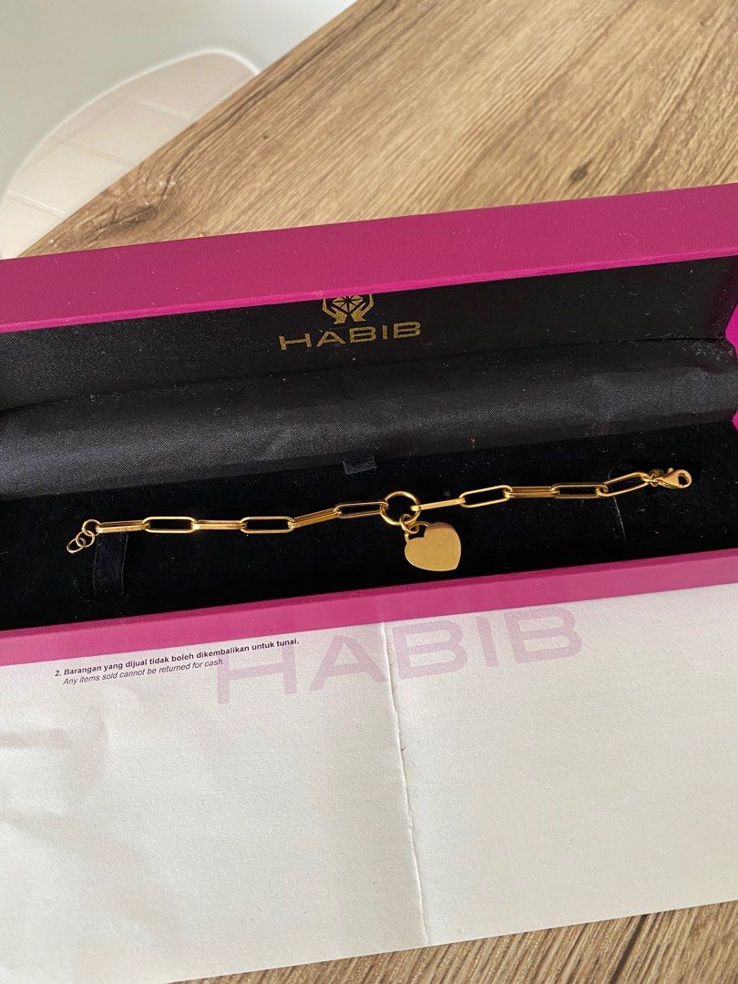 Habib paper clip oro graffetta sofeea gold emas 916 bracelet gelang ...