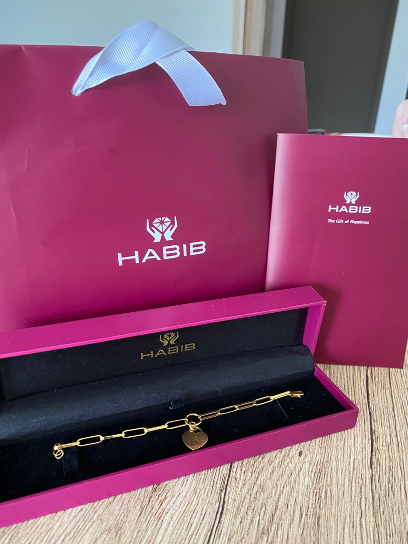 Habib paper clip oro graffetta sofeea gold emas 916 bracelet gelang ...